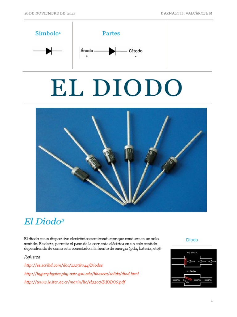 El Diodo PDF | PDF | Diodo | Corriente eléctrica