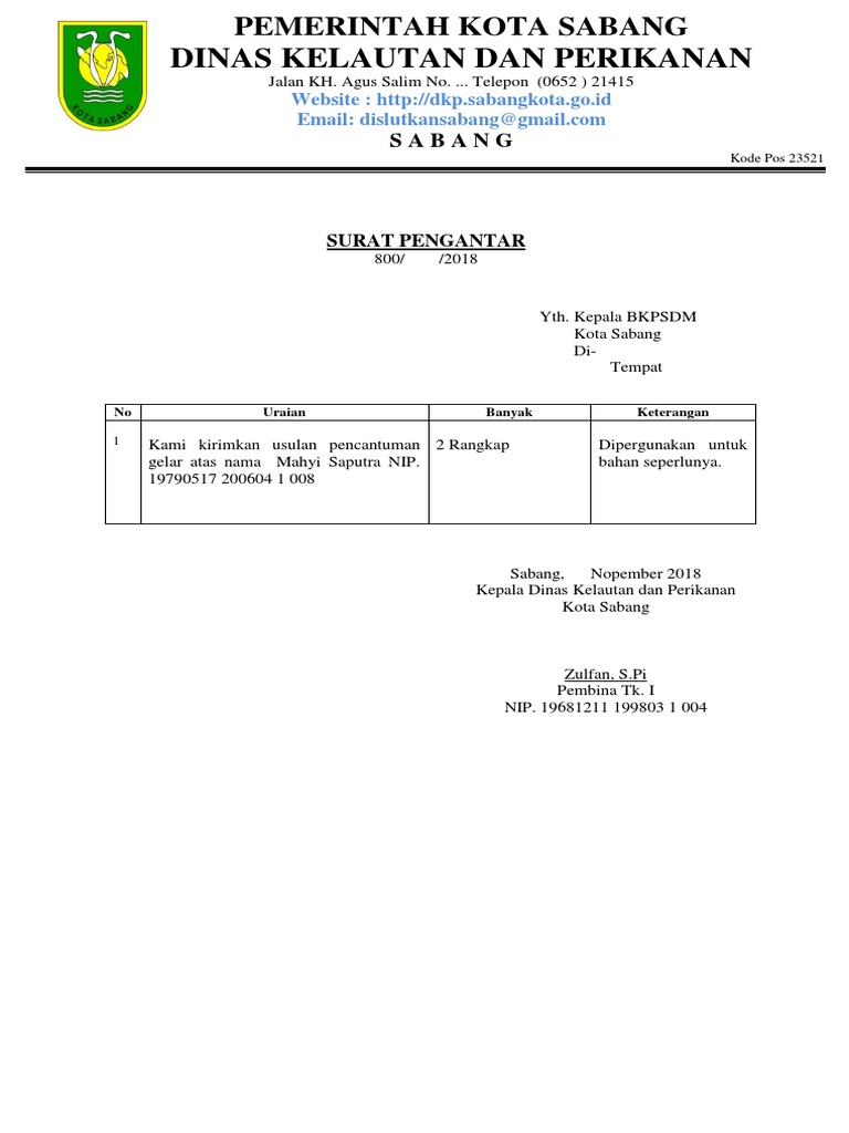 Surat Pengantar Pencantuman Gelar | PDF