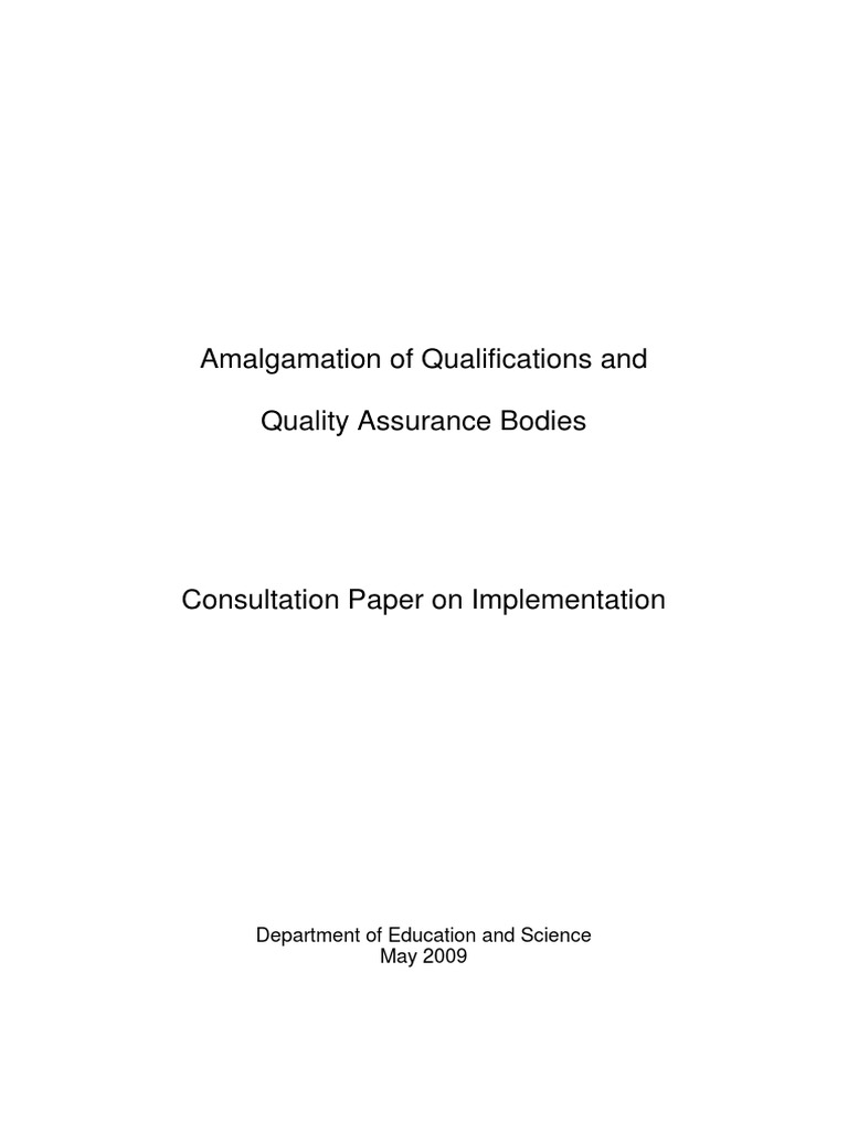 Amalgamation of Qualifications and Quality Assurance Bodies ...