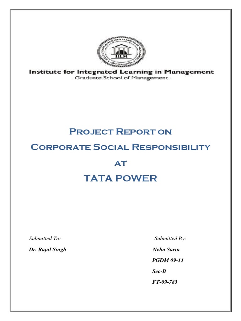 Project Report On Corporate Social Responsibility at Tata Power | PDF ...