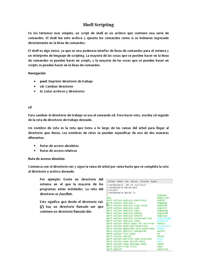 Shell Scripting | PDF | Interfaz de línea de comando | Sistema de archivos