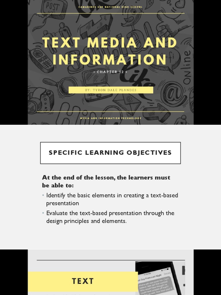 Lesson 12 Text Media and Information 11 - Humss 3 by Tyron Dale Plandes ...