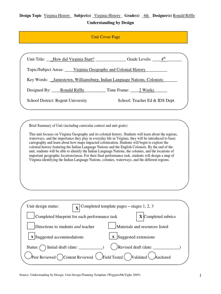 Ubd Template 1 | PDF | Virginia | Native Americans In The United States