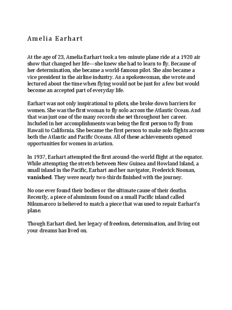 Amelia Earhart | PDF | Aeronautics | Aviation Safety