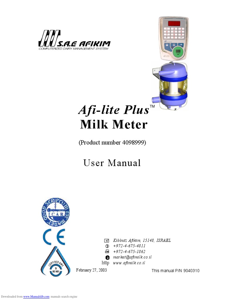Afi-Lite Plus: Milk Meter | PDF | Milk | Cattle