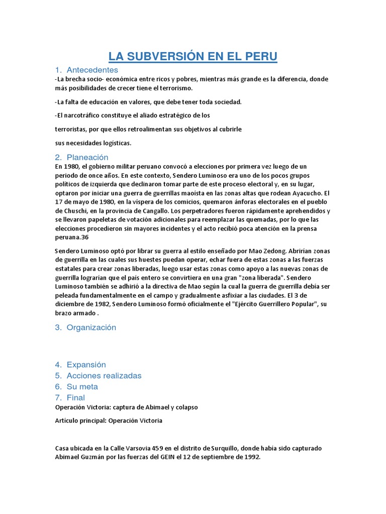 La Subversión en El Peru | PDF | Agitación