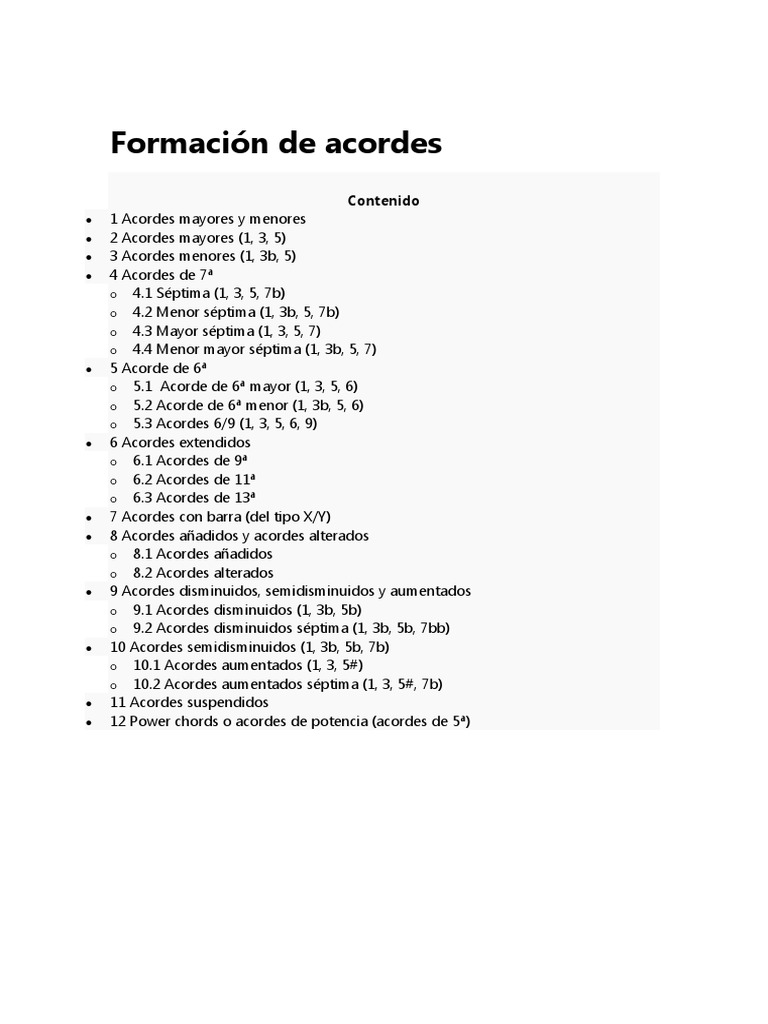 Tipos y Formación de Acordes Musicales | PDF | Acorde (Música) | Armonía