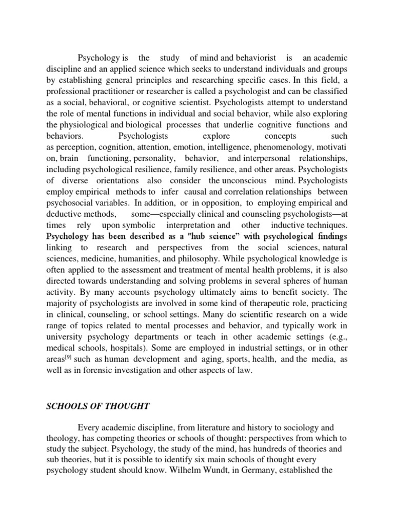 An Overview of the Major Schools of Thought and Approaches in ...