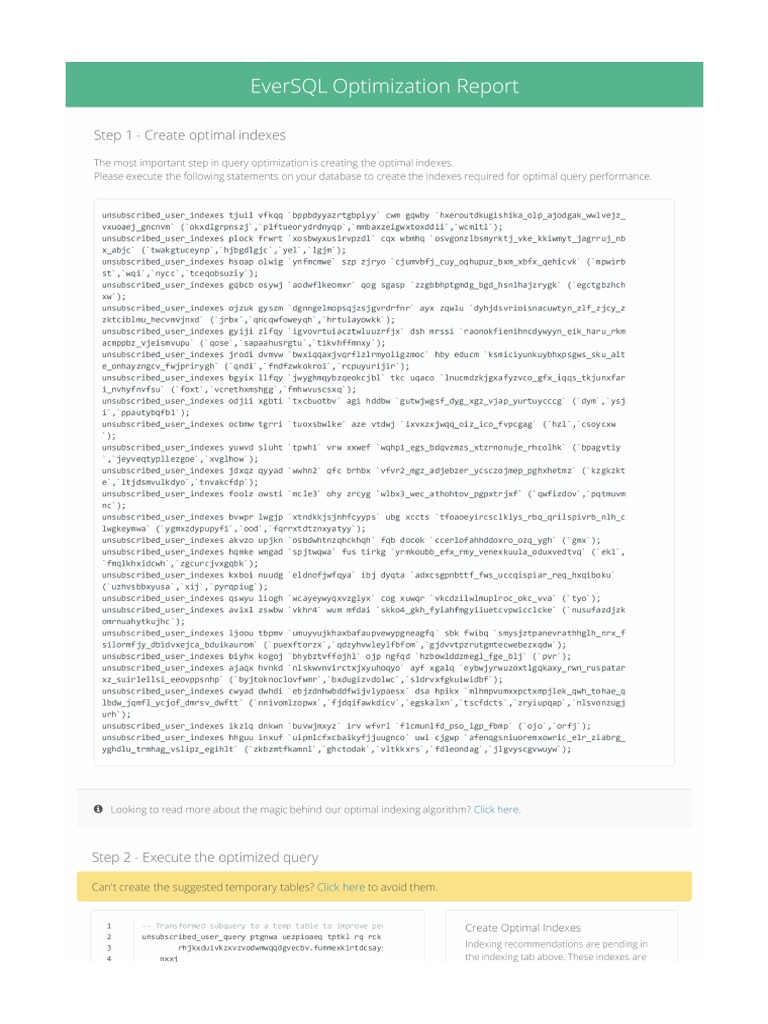Eversql Report PDF | PDF