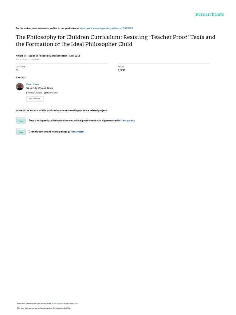 The Philosophy For Children Curriculum | PDF | Epistemology ...