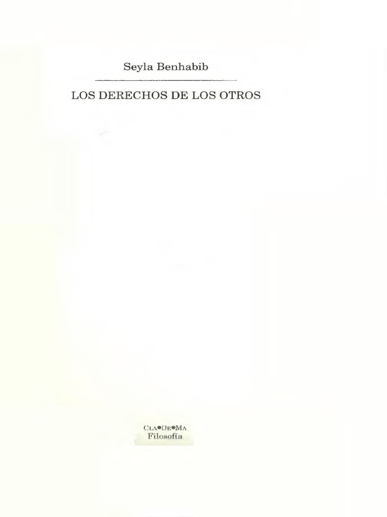 Benhabib Seyla Los Derechos de Los Otros PDF | PDF | Estado (política ...