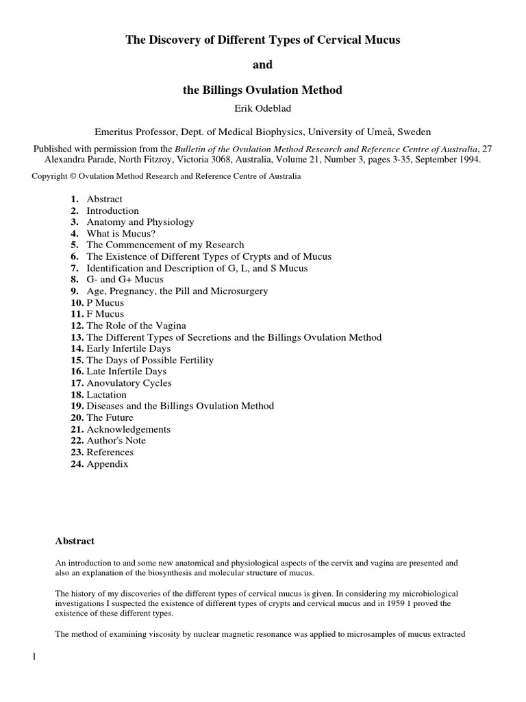 A Descoberta de Diferentes Tipos de Muco Cervical e o Método de ...