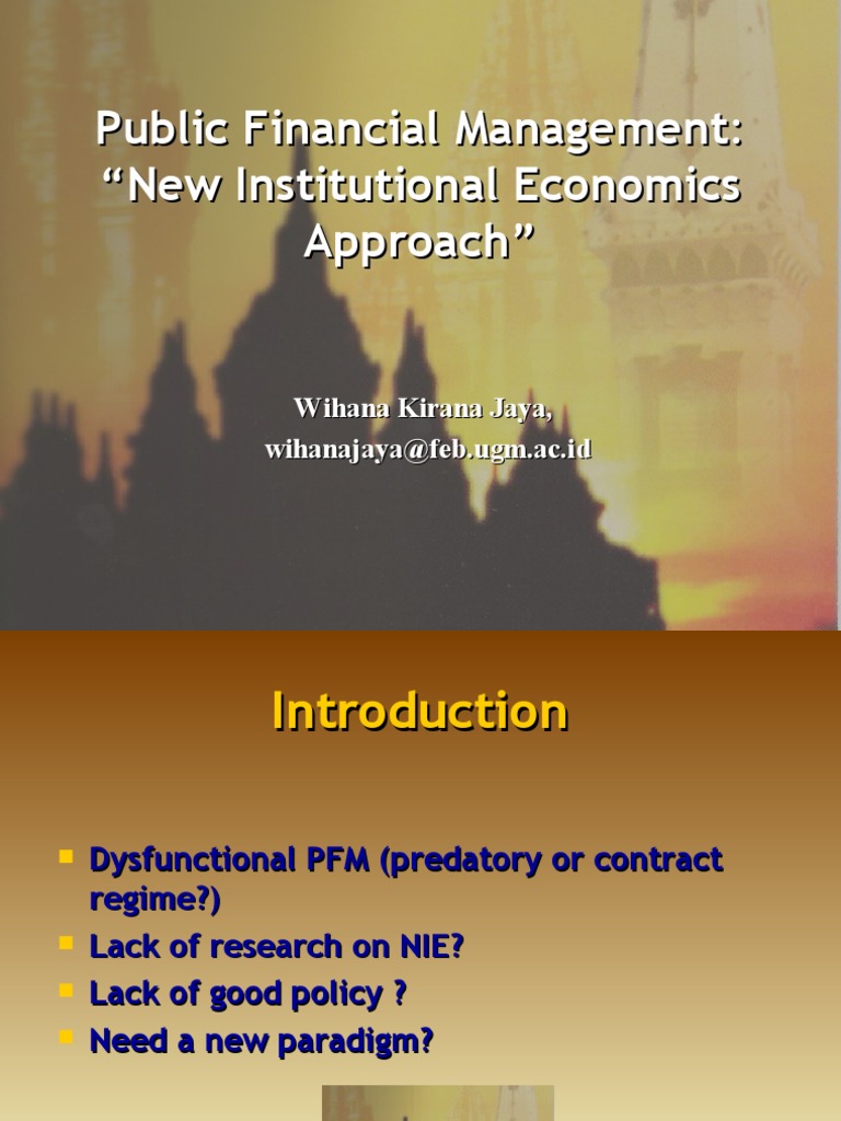 Public Financial Management: "New Institutional Economics Approach ...