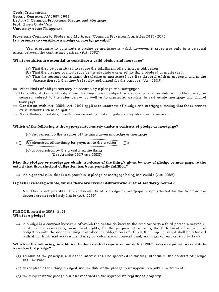 Credit Trans Reviewer 2 PDF | PDF | Mortgage Law | Foreclosure