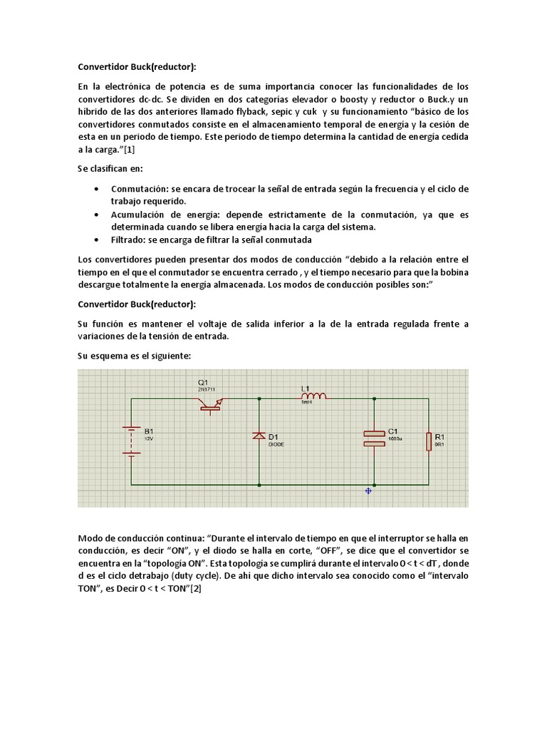 Convertidor Buck (Reductor) | PDF | Inductor | Electromagnetismo