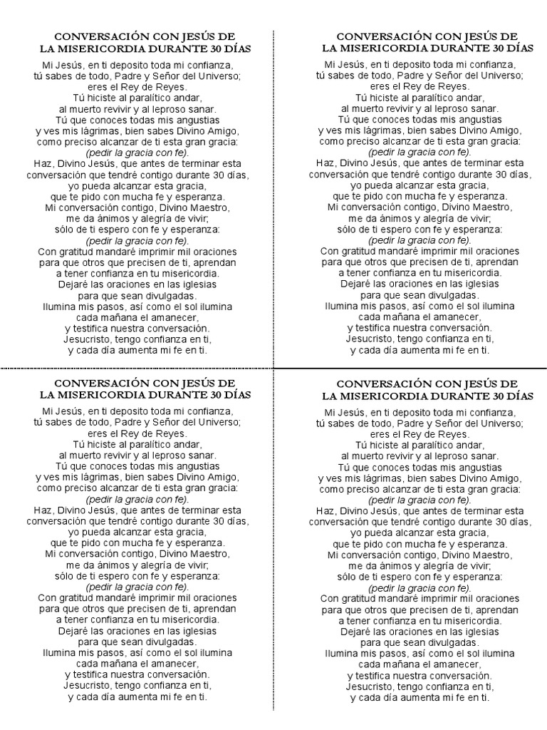 CONVERSACIÓN CON JESÚS DE LA MISERICORDIA DURANTE 30 DÍASc PDF | PDF | Oración | Jesús