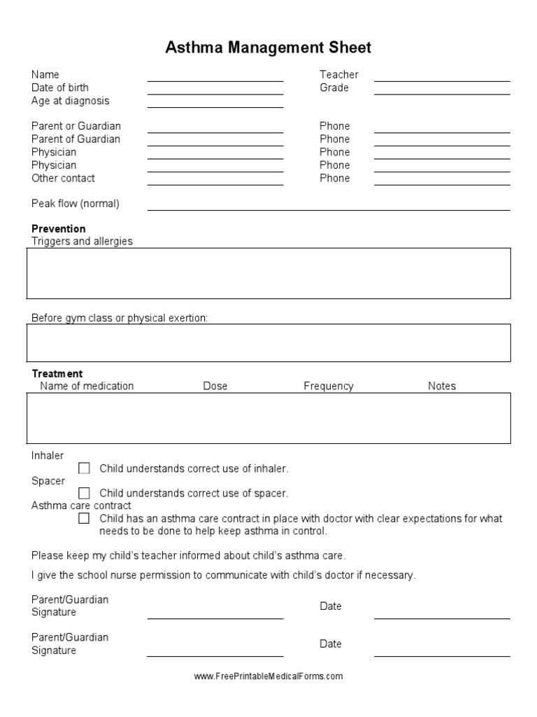 Asthma Management Sheet PDF | PDF | Self-Improvement | Wellness