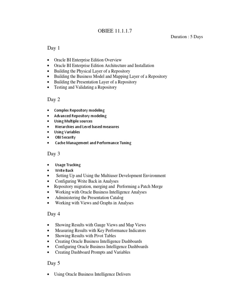 OBIEE 11g 5 Days | PDF OBIEE 11g 5 Days | PDF