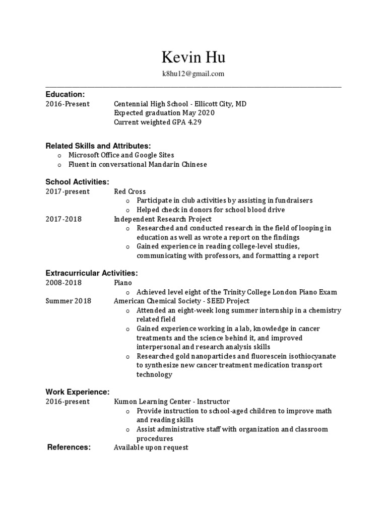 Kevin Hus Resume | PDF