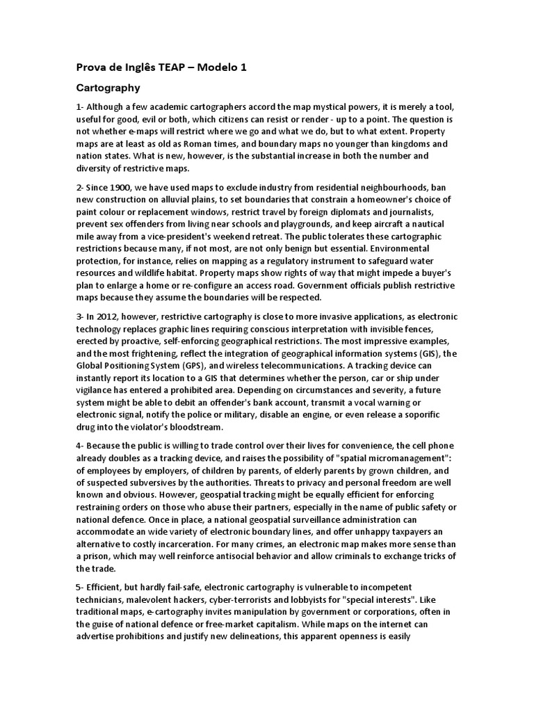 TEAP - Modelo 01 | PDF | Cartography | Geographic Information System