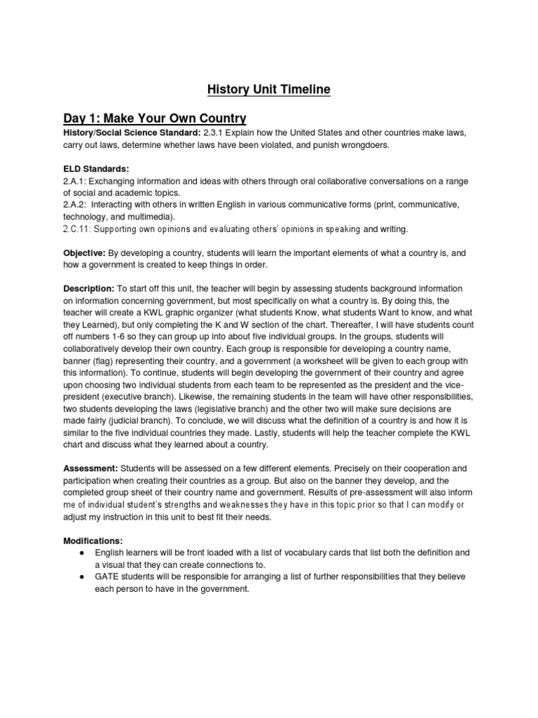 History Unit Timeline | PDF | Teachers | Vocabulary