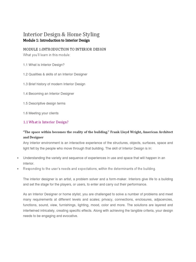 Interior Design 1 | PDF | Interior Design | Arts And Crafts Movement