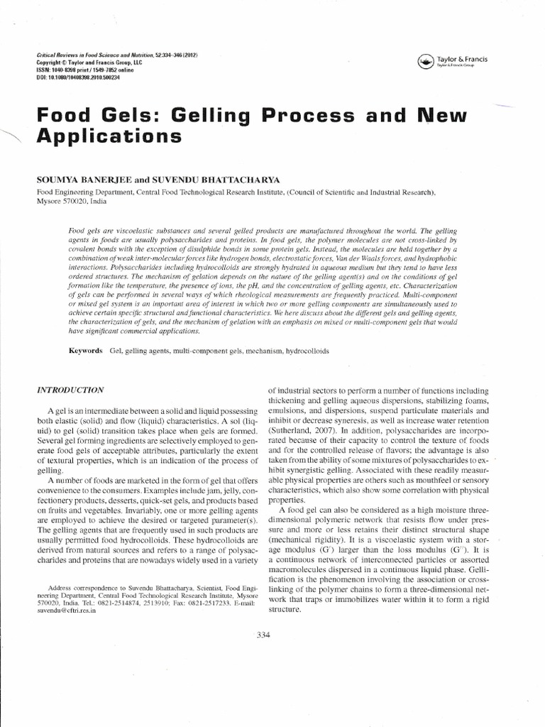 Gelling Process: Gels: and Appl¡cations | PDF | Microscopy | Electron ...