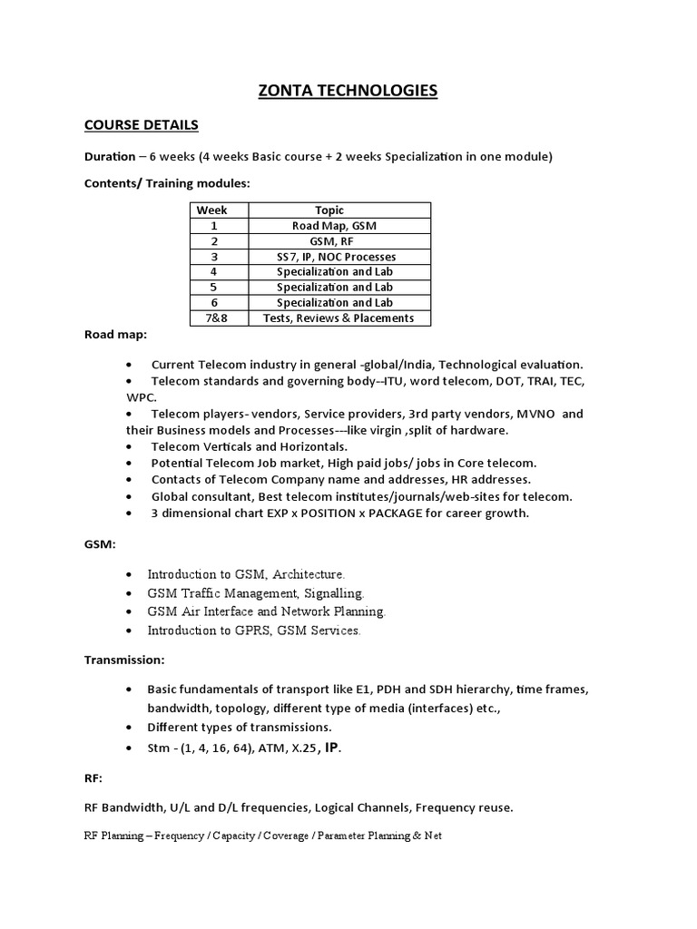 Telecom Training Course Overview | PDF | Telecommunication | Gsm