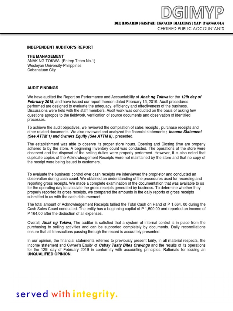 Audit Report | PDF | Financial Audit | Audit