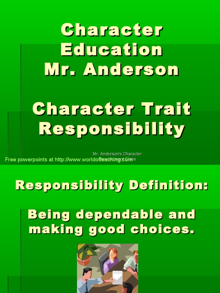 Character Education Mr. Anderson Character Trait Responsibility | PDF ...