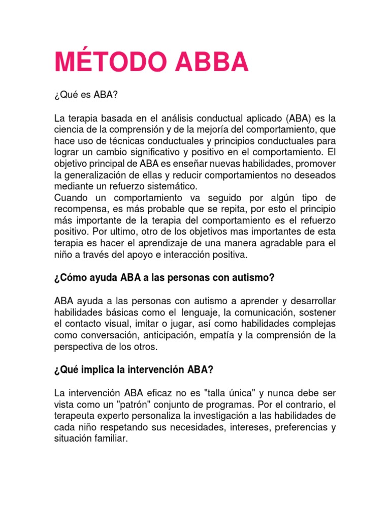 Método Abba | PDF | Espectro autista | Escala de inteligencia para ...