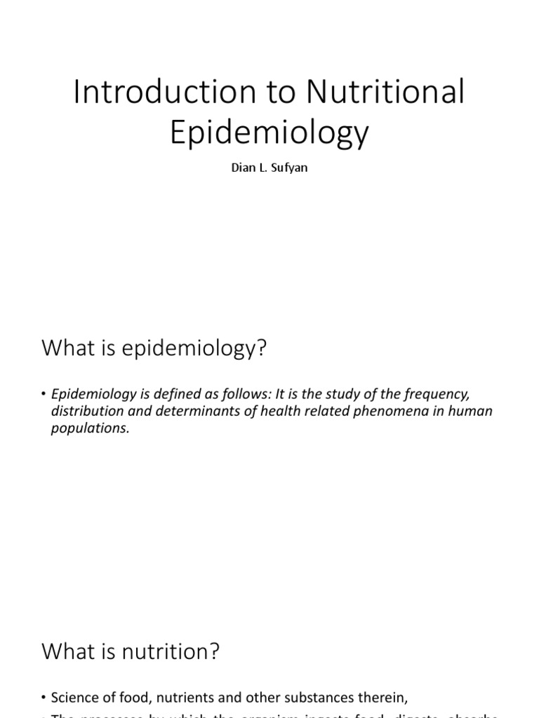 Introduction to Nutritional Epidemiology | PDF