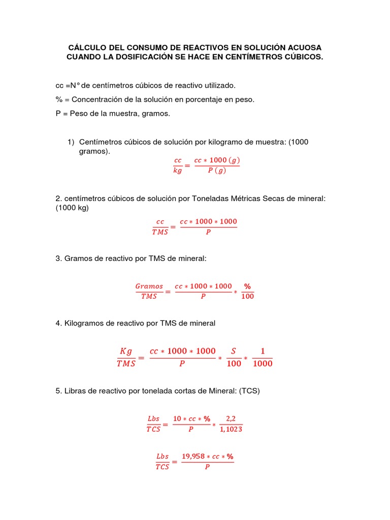 Cálculos Calcina | PDF | Kilogramo | Cantidades fisicas