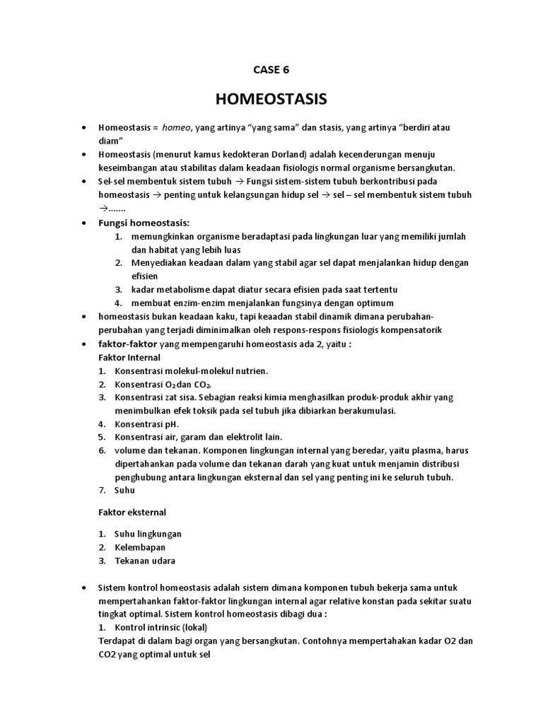 Case 6 Homeostasis | PDF