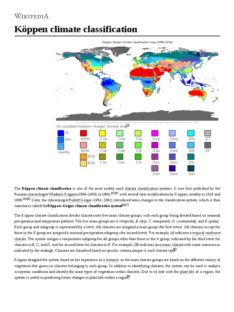 Köppen Climate Classification PDF | PDF | Oceanic Climate | Climate