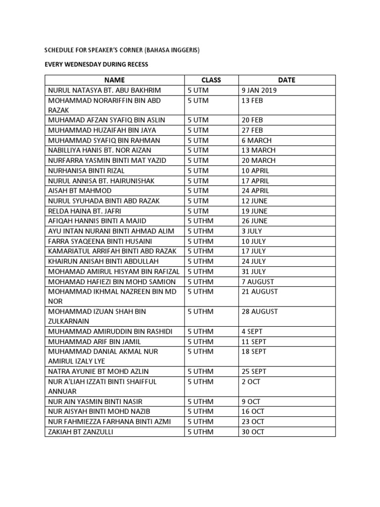 Name Class Date: Every Wednesday During Recess | PDF