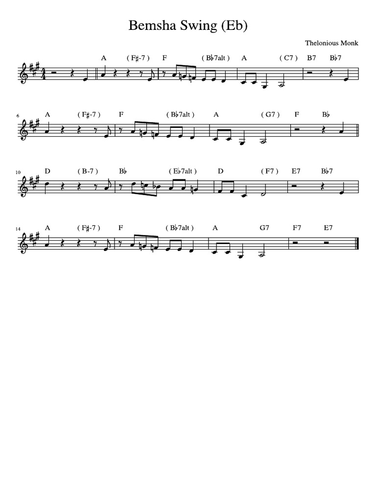 Bemsha Swing Eb | PDF
