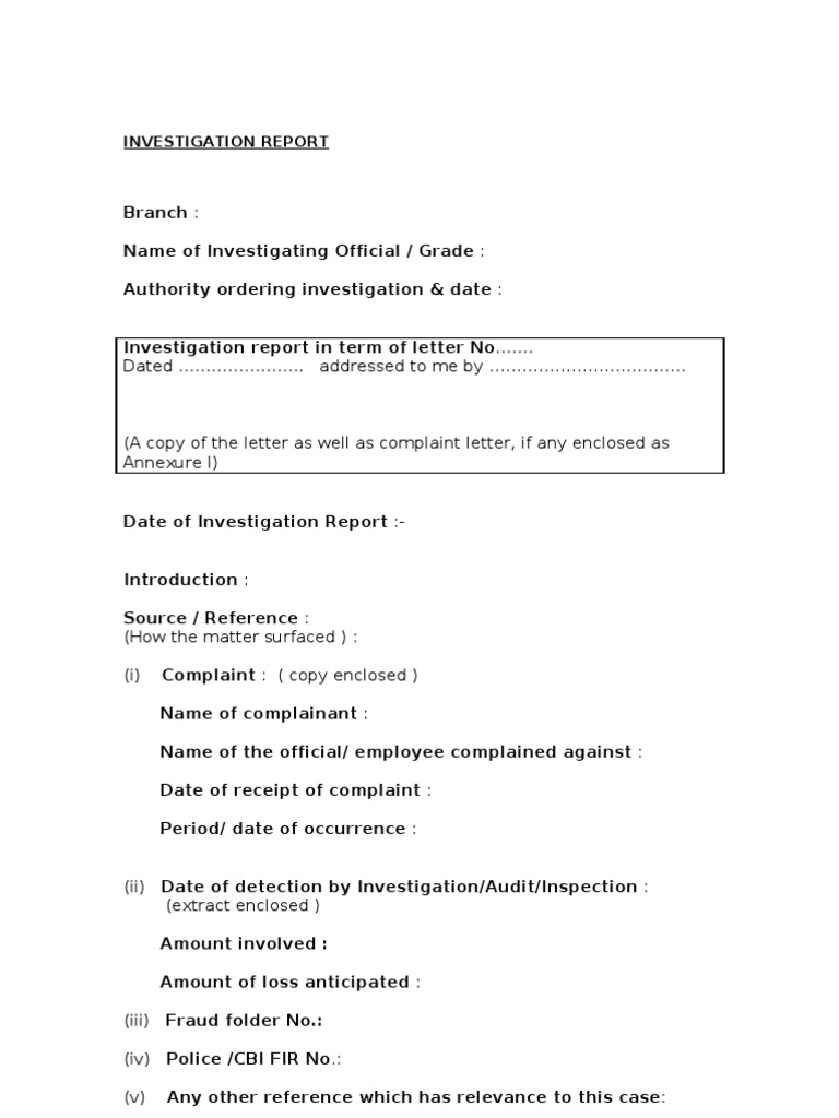 Investigation Report Template | PDF | Law