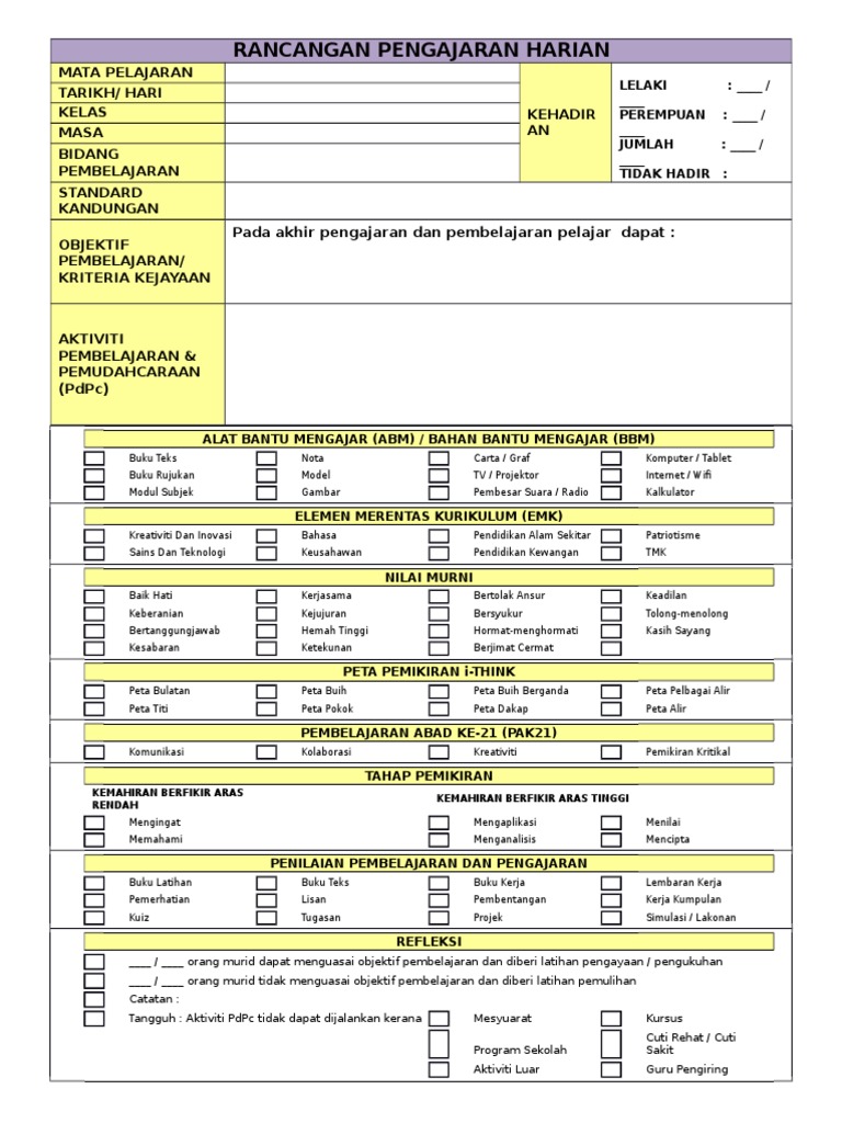 Template RPH pk21 | PDF