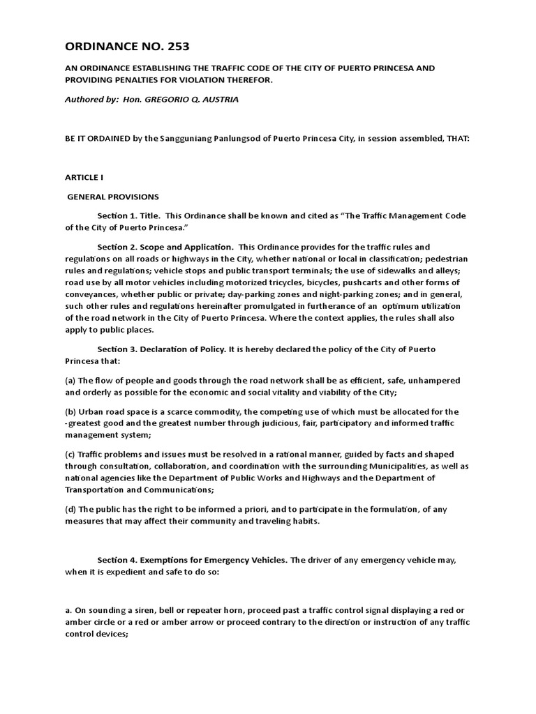 Ordinance 253 | PDF | Traffic | Intersection (Road)