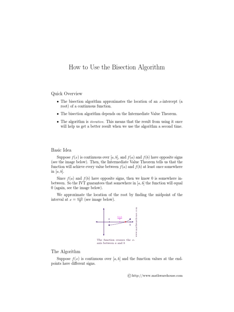 How To Use The Bisection Algorithm: Quick Overview | PDF ...