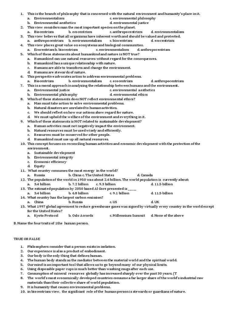 Summative Test Lesson 3 and 4 | PDF | Environmentalism | Environmental ...
