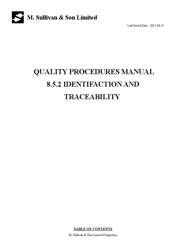 ISO 9001:2015 Traceability Procedure | PDF | Specification (Technical ...