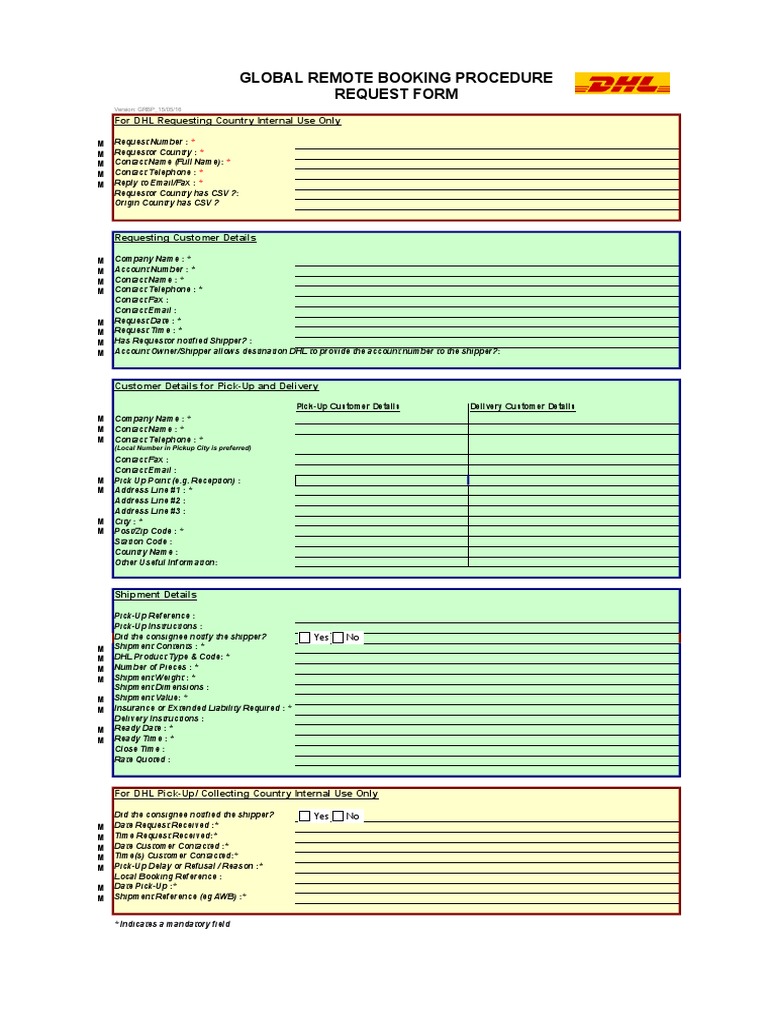 DHL Pickup Request Form Guide | PDF | Law