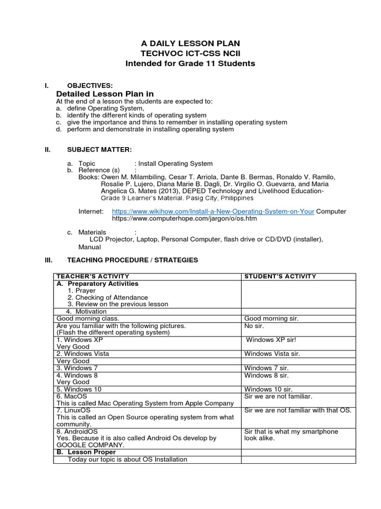 A Detailed Lesson Plan in Ict-Css | PDF | Operating System | Personal ...