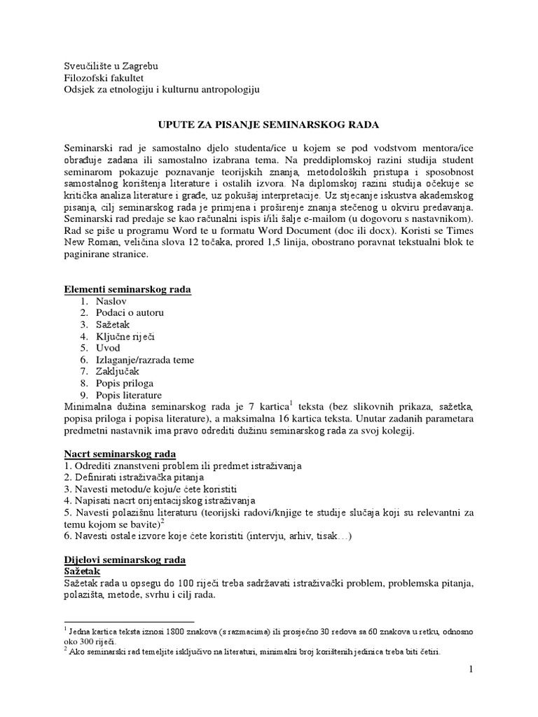Kako Kvalitetno Napisati Seminarski Rad PDF | PDF