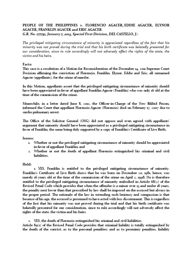 People v. Agacer | PDF | Mitigating Factor | Crime & Violence
