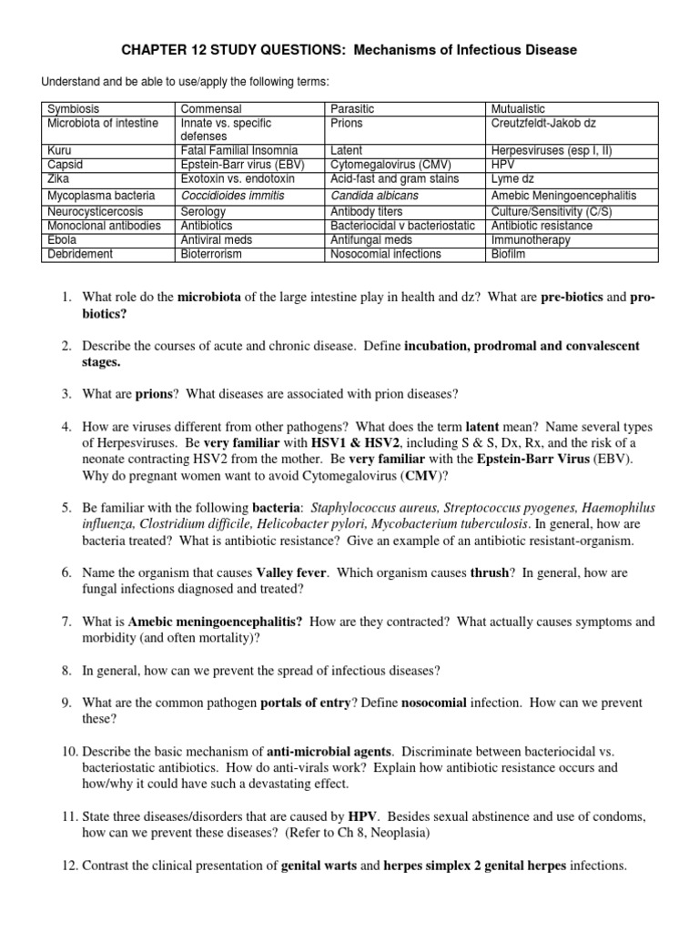 Infectious Disease Mechanisms Study Guide | PDF | Wound Healing ...