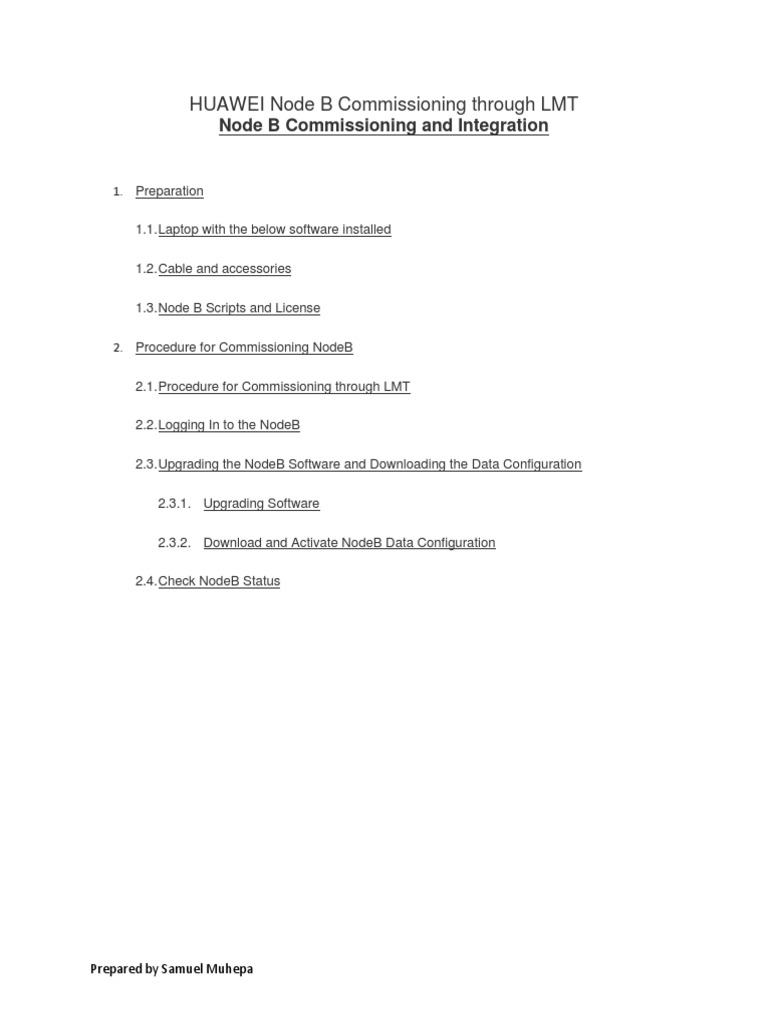 Huawei NodeB Commission Procedure Guideline | PDF | File Transfer ...