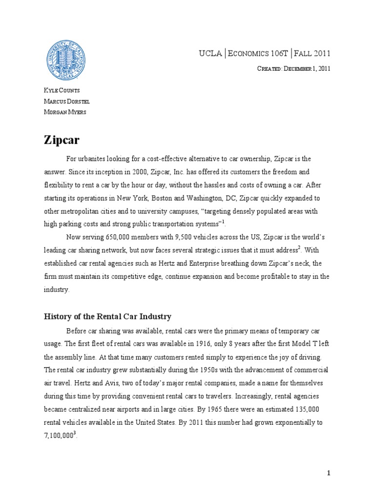 UCLA Zipcar Case Study: Cost-Effective Car Sharing Alternative | PDF | Asset Backed Security | Fee